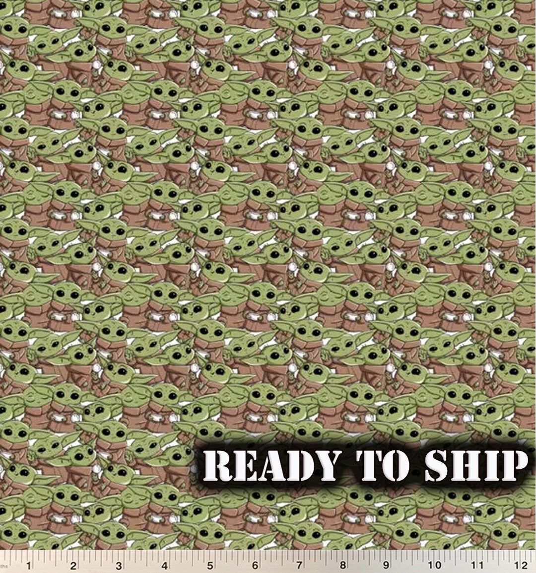 LICENSED Star Wars - Cute Baby Yoda, Grogu Packed Cotton Fabric - by ...
