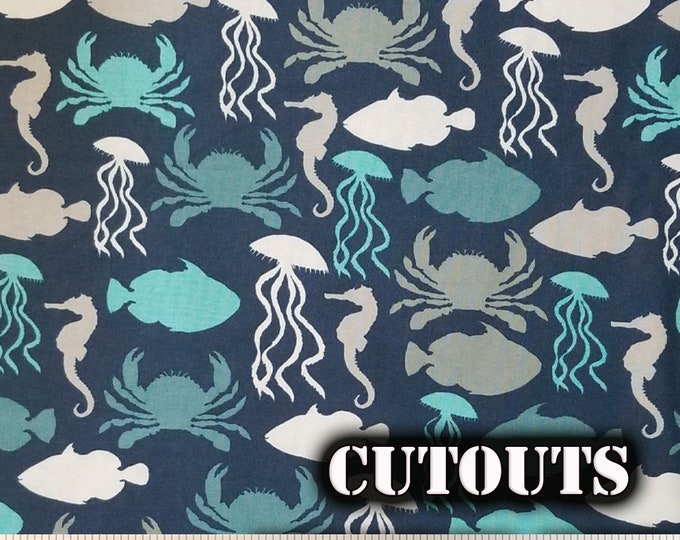 REMNANTS Cute Sea Turtle Swimming Sea Life, Sea Creatures Cotton Fabric ...