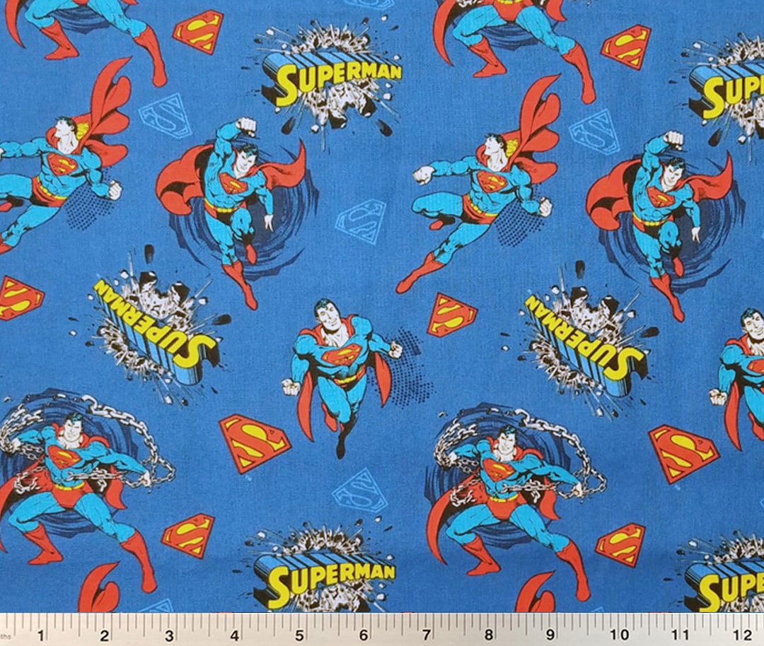 REMNANTS LICENSED DC Comics Superman in Action Cotton Fabric - Super ...