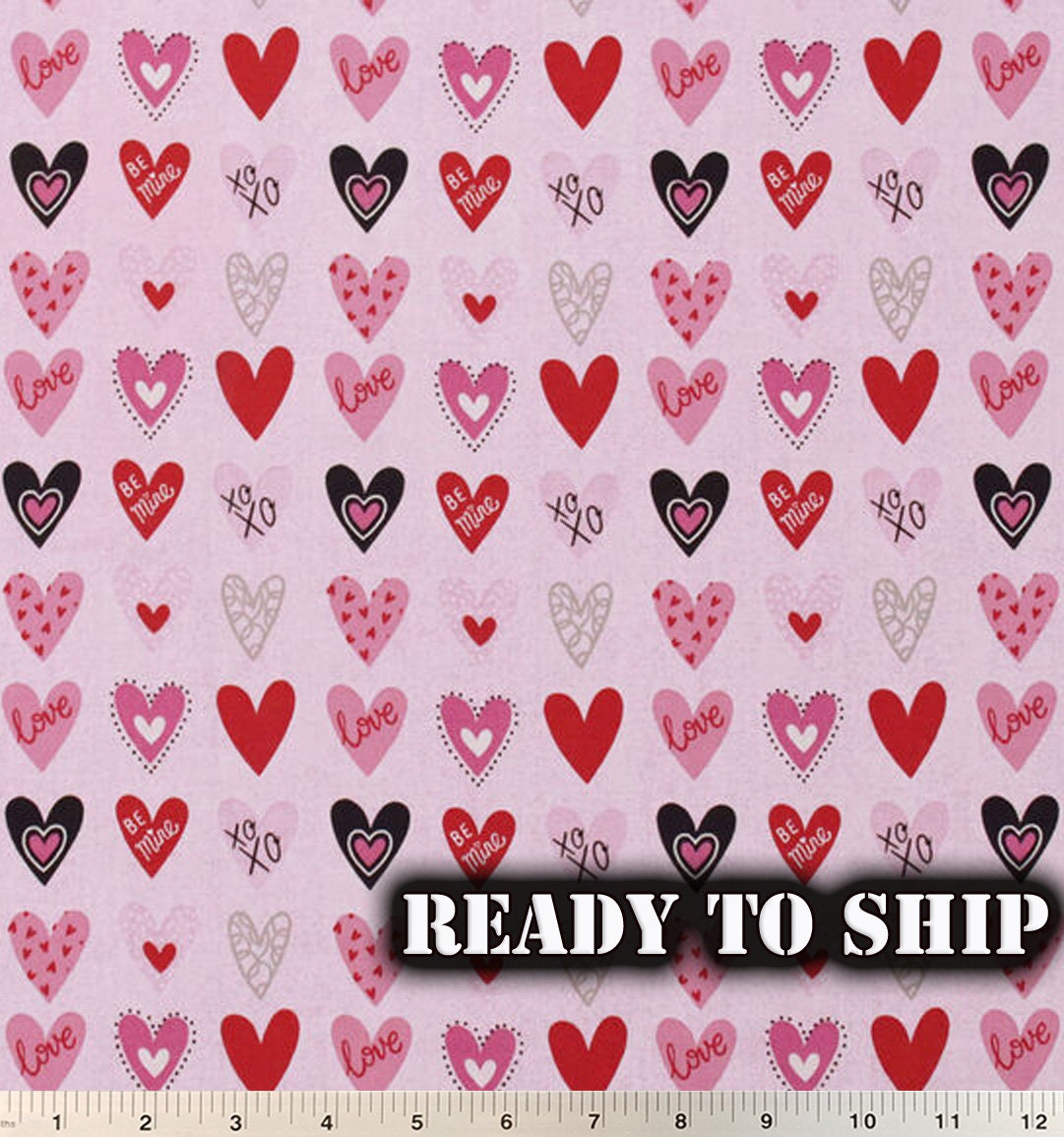 Candy Conversation Hearts Cotton Fabric, Valentines Day Sewing Projects ...