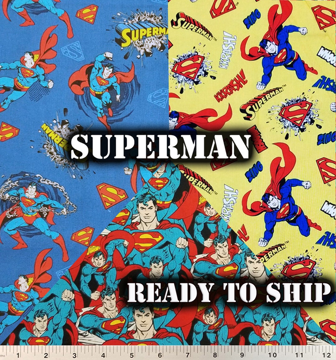 LICENSED DC Comics Superman in Action Cotton Fabric Half Yard, FQ ...