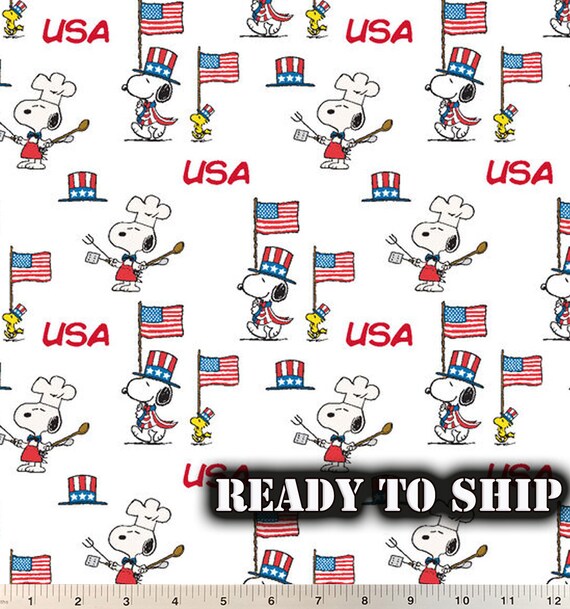 Snoopy Patriotic Barbecue Cotton Fabric by the Yard FQ - Etsy