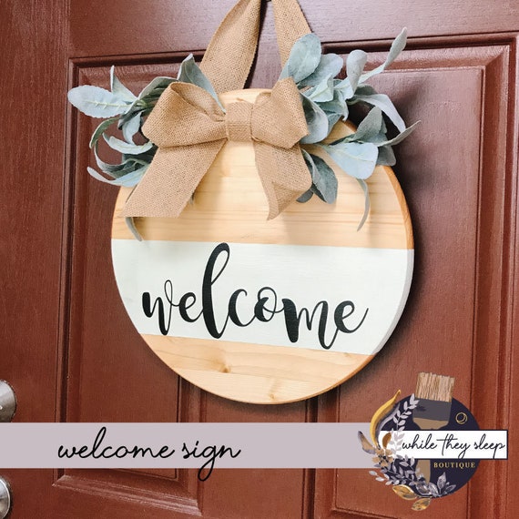 Custom Round Wood Welcome Sign - Etsy