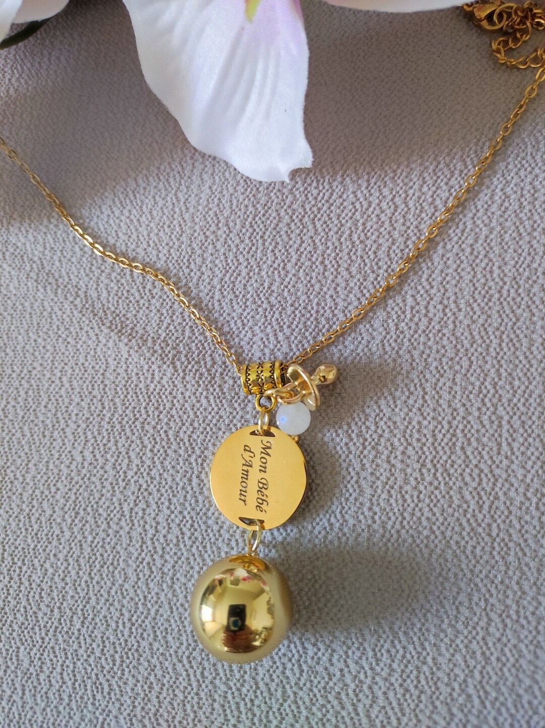 My Baby Love Pregnancy Bola and Lithotherapy With a Moonstone Pearl - Etsy