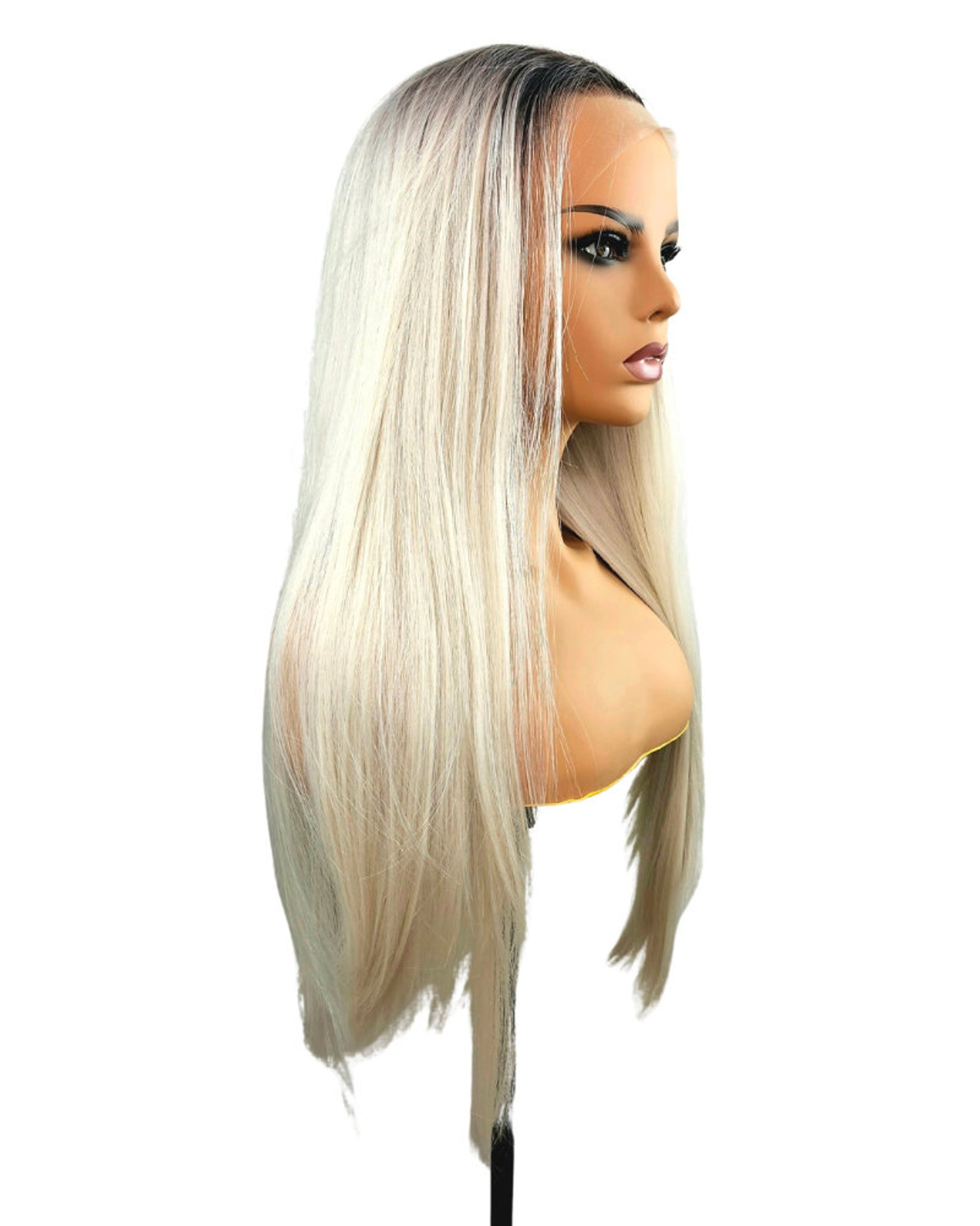 Rooted Ash Blonde Highlights Futura Synthetic Fiber Glueless 22 Inch ...