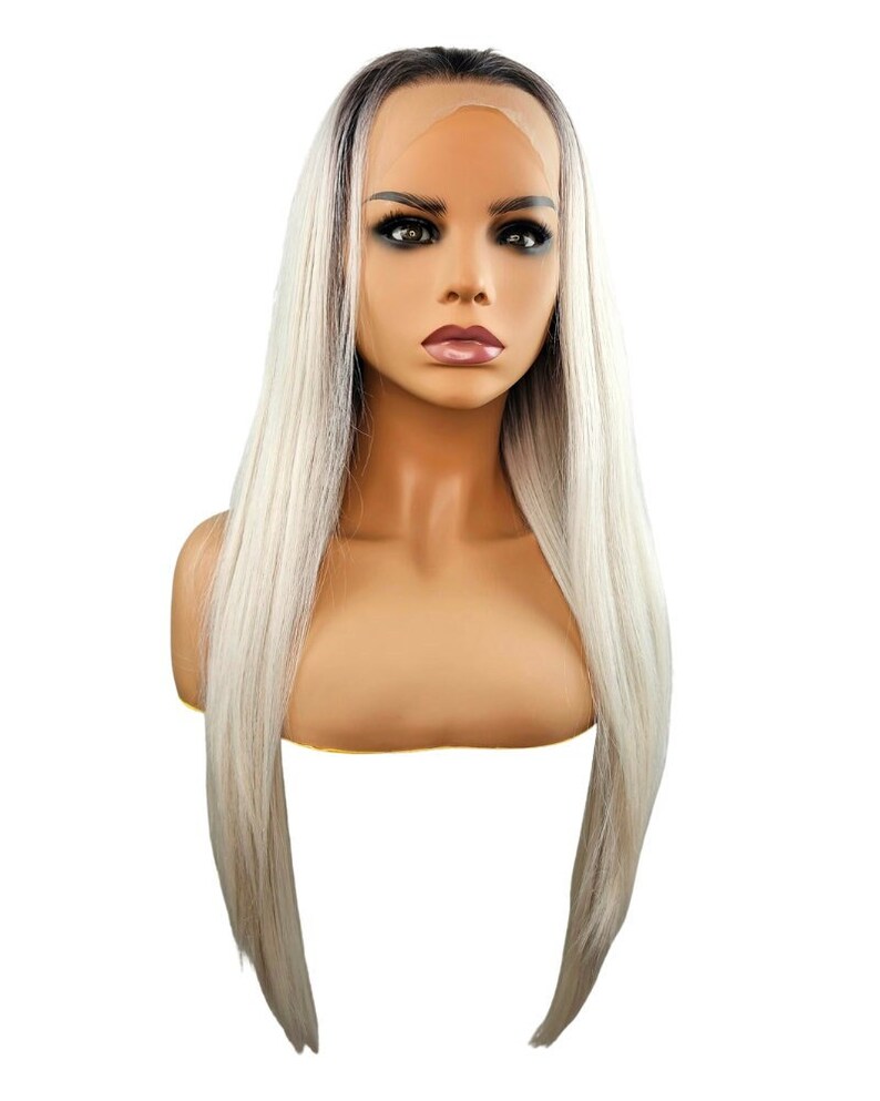 Rooted Ash Blonde Highlights Futura Synthetic Fiber Glueless 22 Inch ...