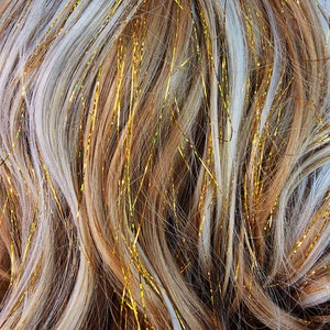 Dimensional Warm Blonde Gold Tinsel Highlights Synthetic Curly - Etsy