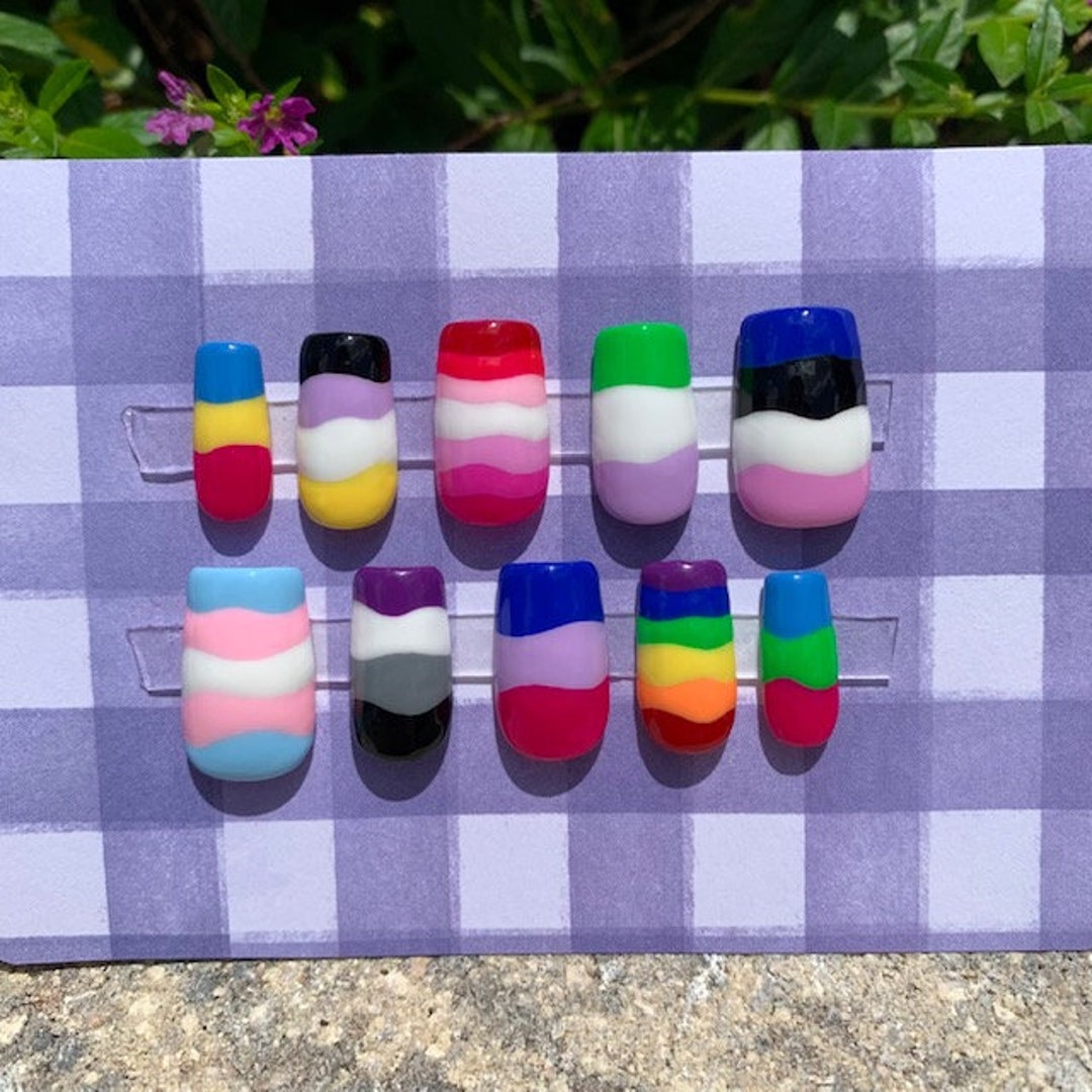 Custom Pride Flag Nails Wavy Pride Flag Nails Pride Nails - Etsy
