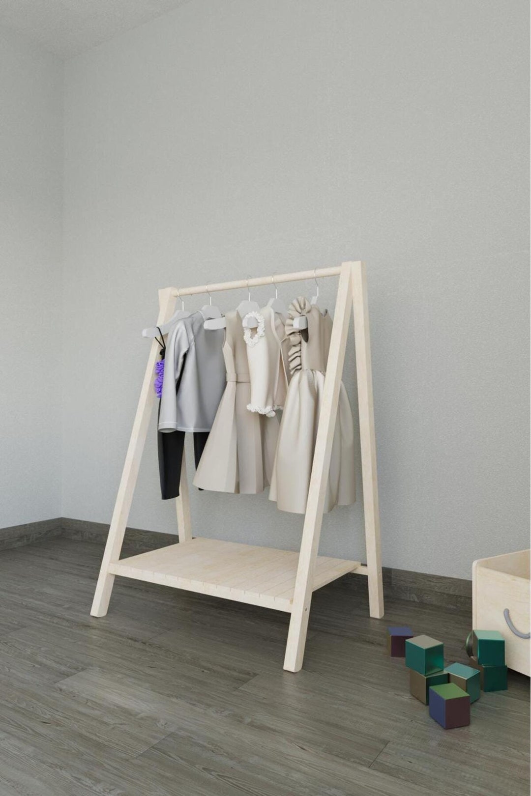 Montessori Shelfed Baby and Toddler Clothes Rack,garment Hanger,boho ...