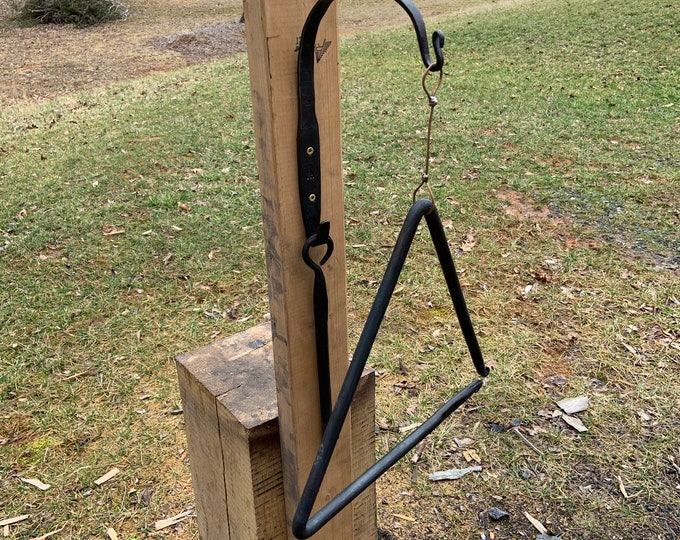 Hand Forged Steel Triangle Dinner Bell With Hangers and Dinger - Etsy