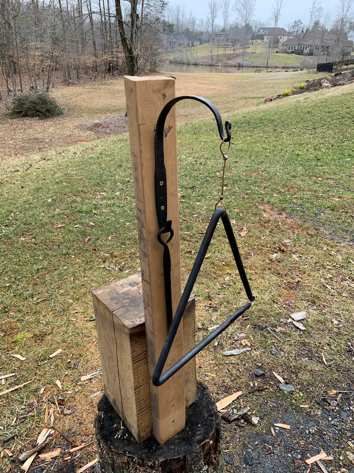 Hand Forged Steel Triangle Dinner Bell With Hangers and Dinger - Etsy