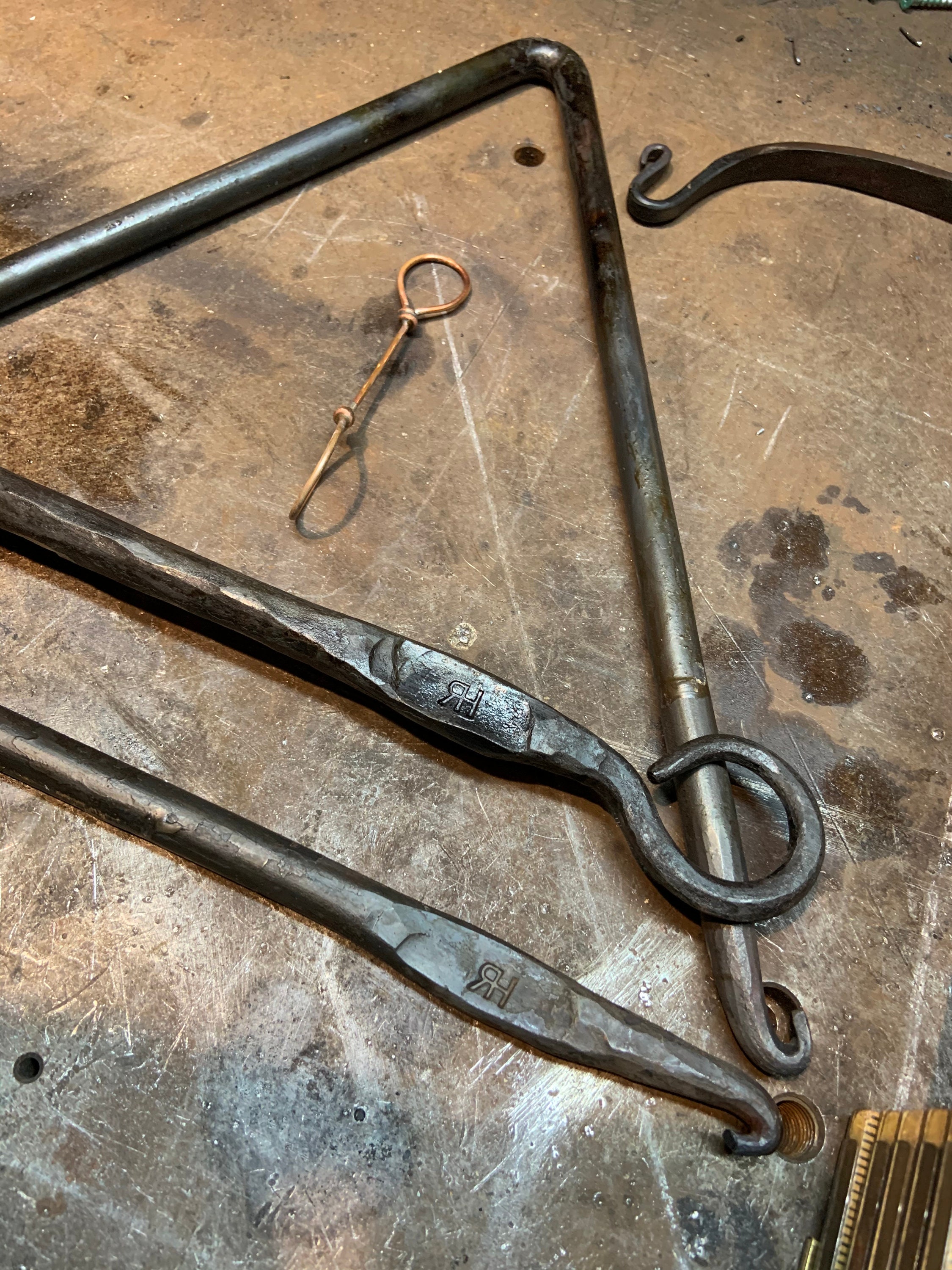 Hand Forged Steel Triangle Dinner Bell With Hangers and Dinger - Etsy