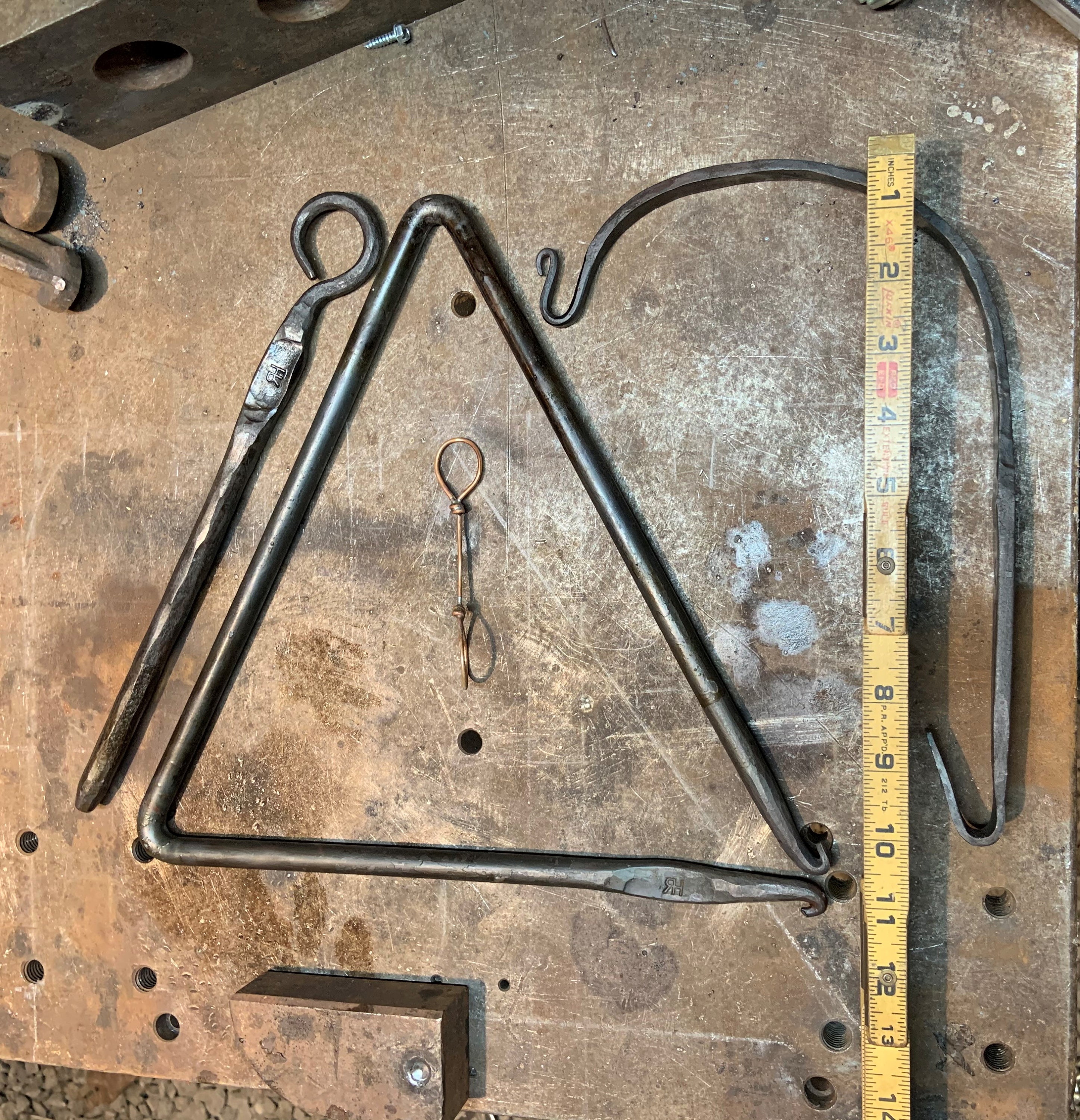 Hand Forged Steel Triangle Dinner Bell With Hangers and Dinger - Etsy