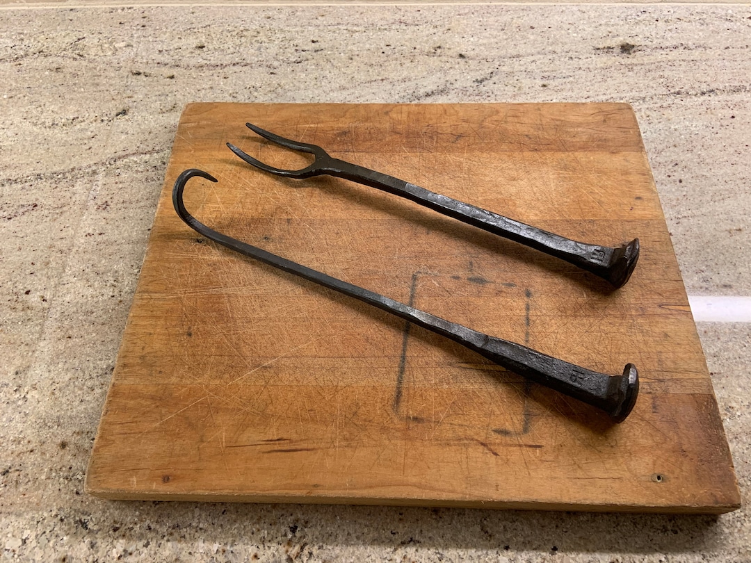 Hand Forged Railroad Spike Meat Turner and Fork Set - Etsy
