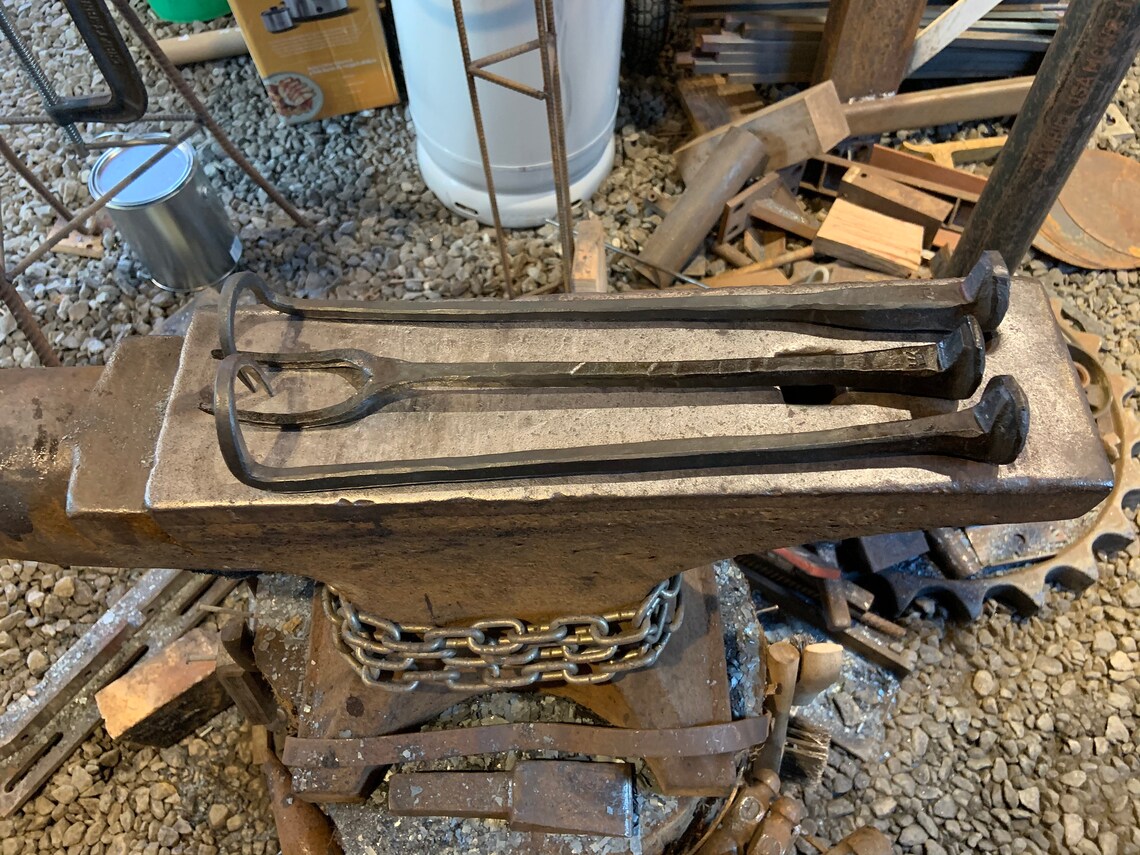 Hand Forged Railroad Spike Meat Turner and Fork Set - Etsy