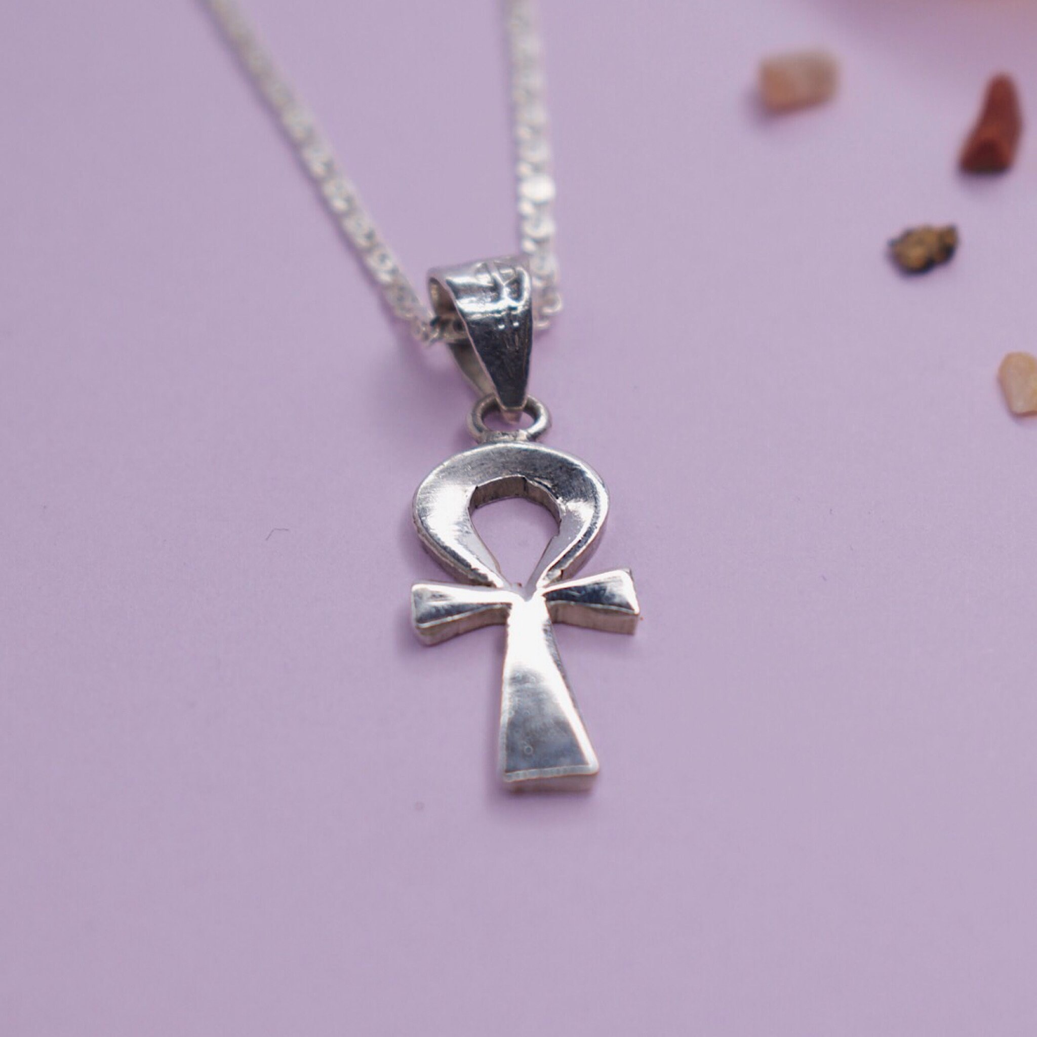 Ankh Pendant with Chain 100% solid sterling silver Egyptian | Etsy