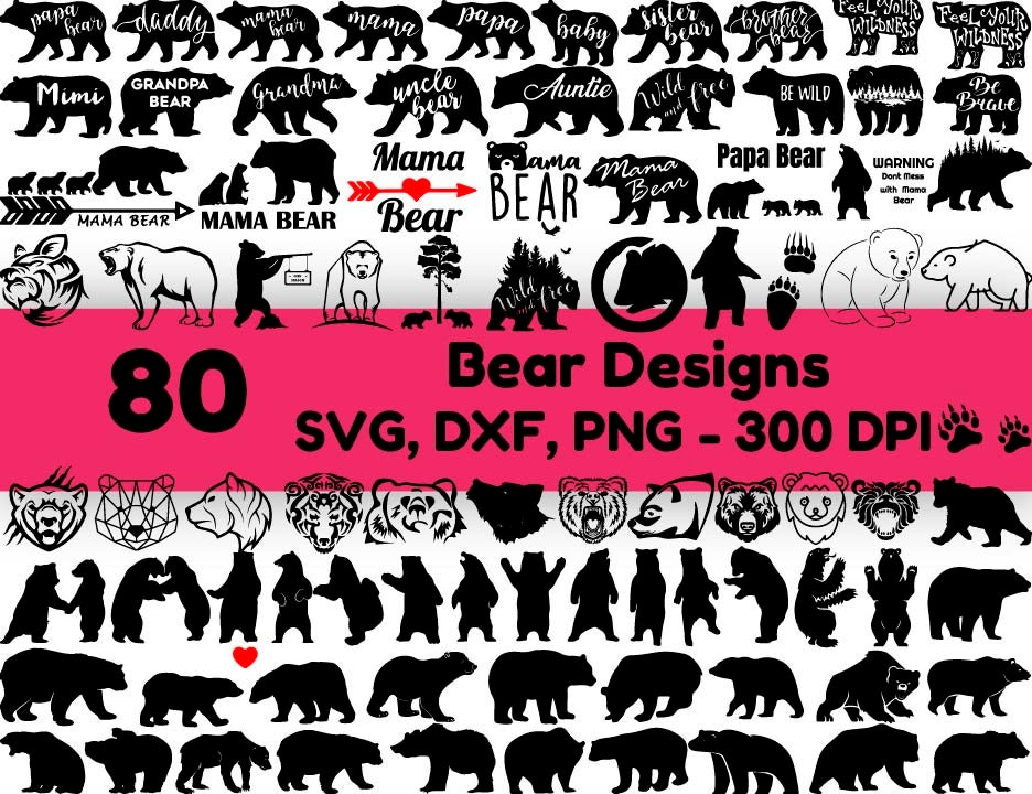 80 Bear Mega SVG Bundle Bear Cut File Bear DXF Mama Bear | Etsy