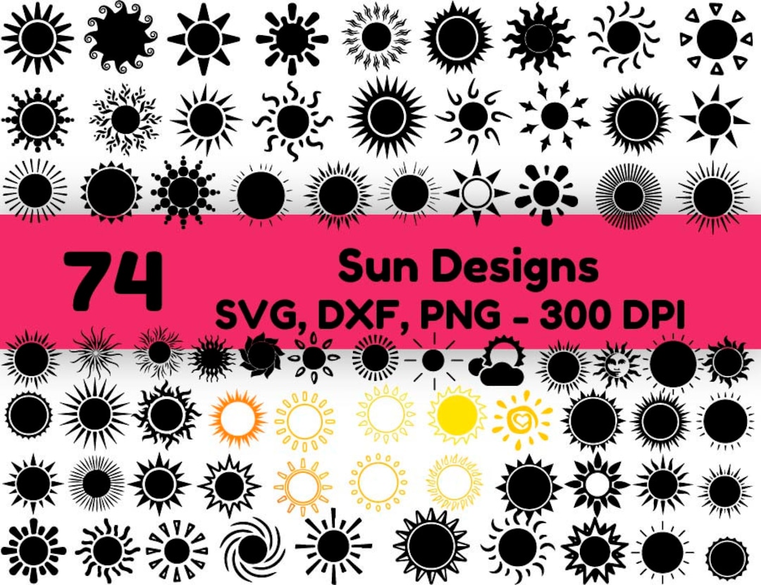 74 Sun Big SVG Bundle, Sun Cut File, Sun Clipart, Sunset Svg, Sun Face ...