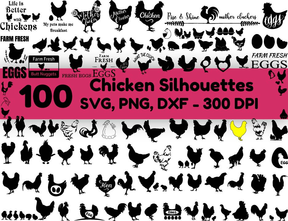 100 Chicken Mega SVG Bundel Chicken Cut File Chicken - Etsy Nederland