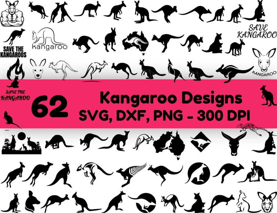 62 Kangaroo Big SVG Bundle Kangaroo Cut File Kangaroo DXF - Etsy