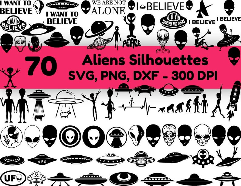 70 Aliens Mega SVG Bundle Aliens Cut File Spaceship Svg - Etsy