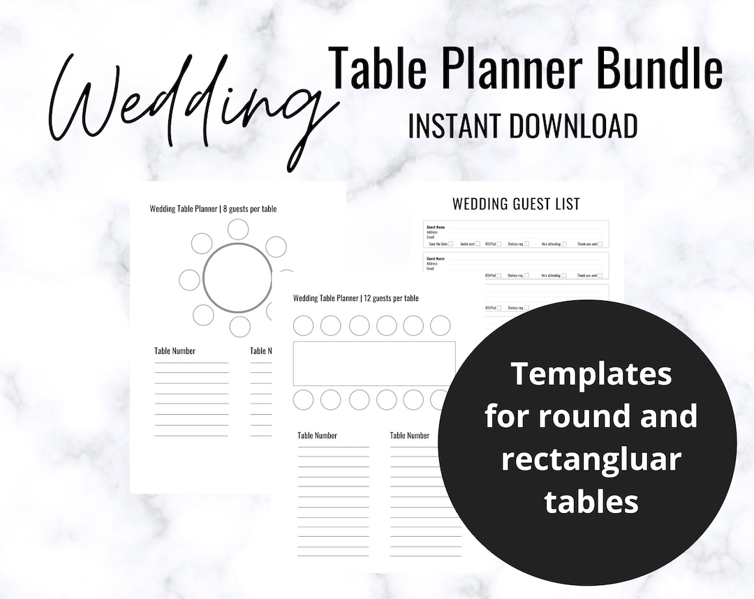 Wedding Table Planning Bundle | INSTANT DOWNLOAD - Etsy