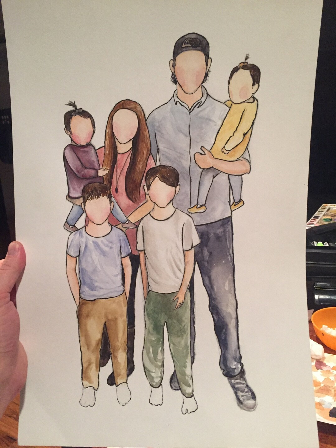 Custom Family Faceless Watercolor Portrait - Etsy Norway