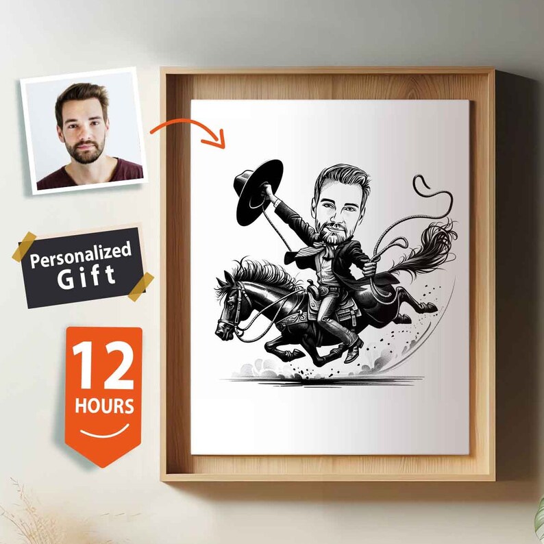 Vintage Bronc Riding Caricature,vintage Caricature, Bareback Caricature ...