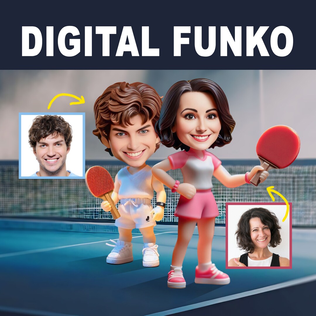 Ping Pong Portrait Caricature Funko Style, Digital Photo, Digital ...