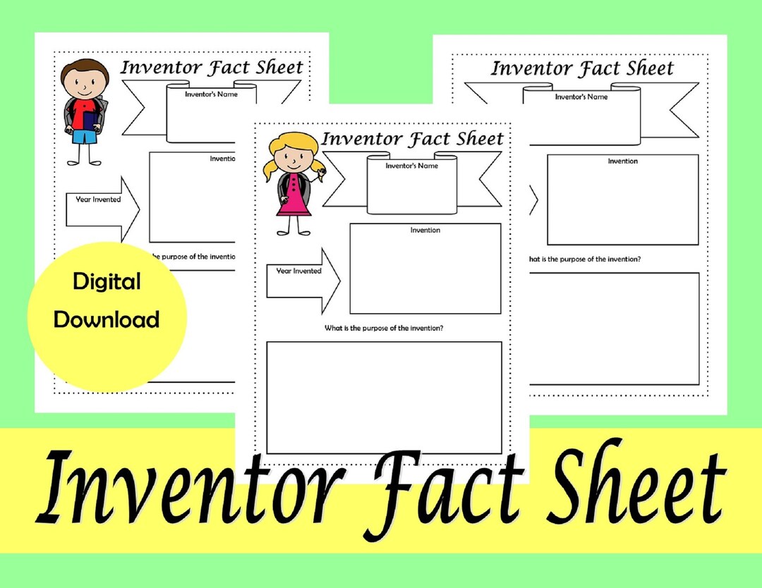 Inventors Fact Sheet PRINTABLE for Class Room, Homeschool, or Digital ...