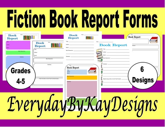 Fiction Book Report Forms PRNTALBES Grades 4-5 for Class | Etsy