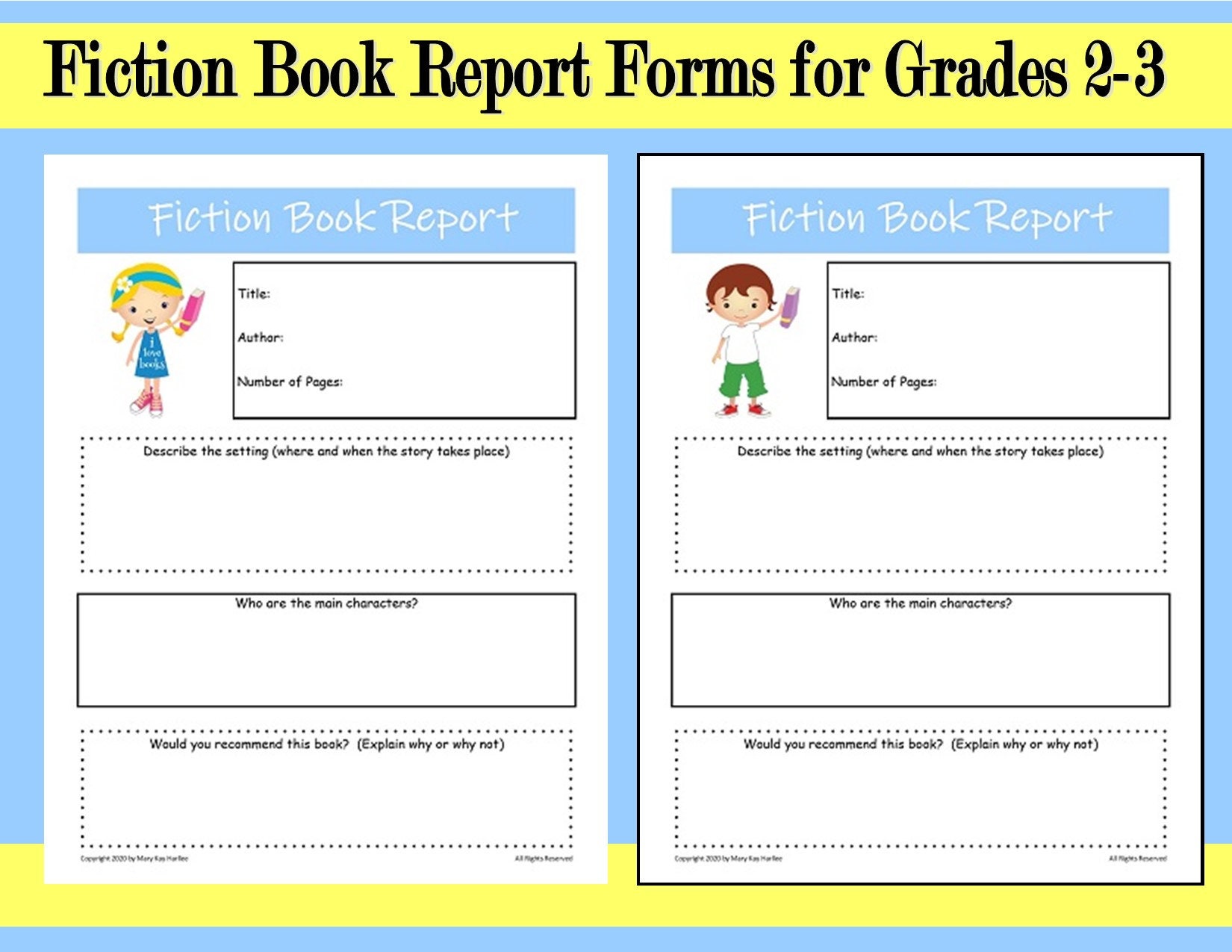 Fiction Book Report PRINTABLE for Grades 2-3 for Class - Etsy