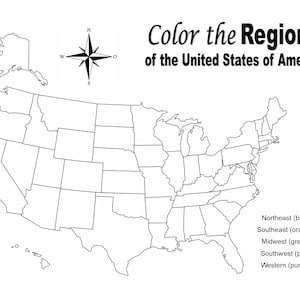 U.S. Geography Map Worksheets PRINTABLE for Elementary School Students ...