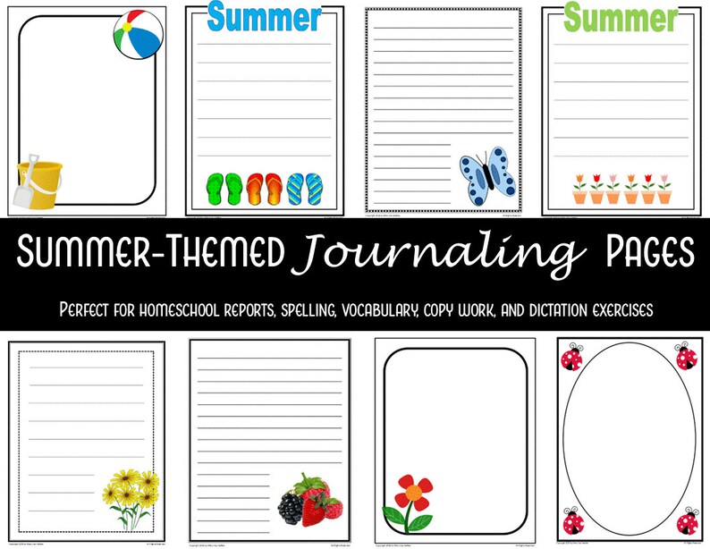 Summer-themed JOURNALING Pages~perfect for Kids~homeschool Students ...