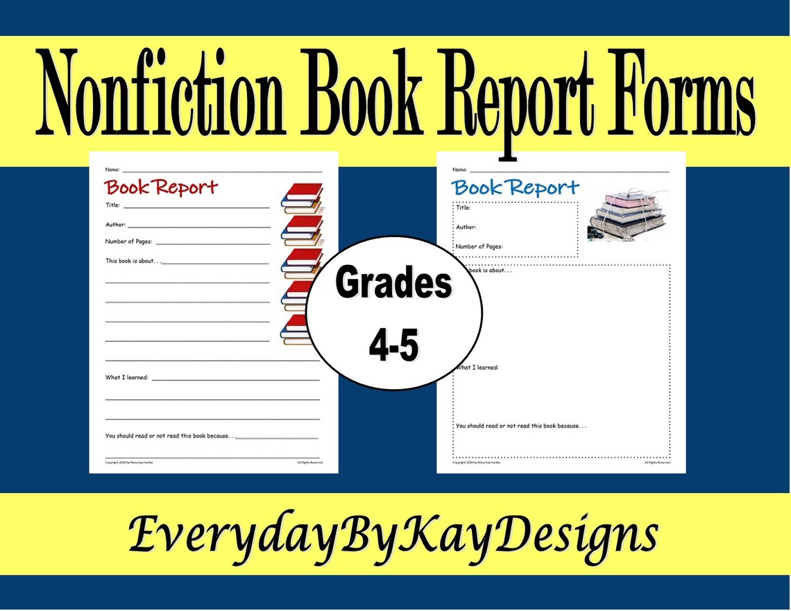 Nonfiction Book Report Forms PRINTABLES Grades 4 5 for Class Rooms ...