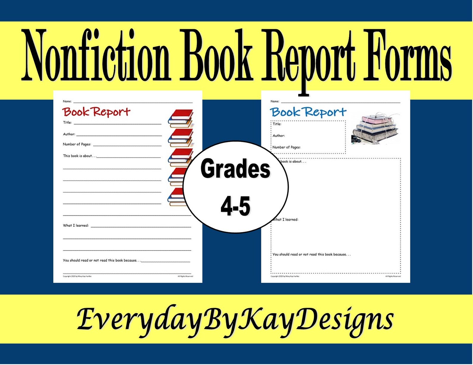 Nonfiction Book Report Forms PRINTABLES ~ Grades 4 - 5 ~ for Class ...