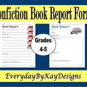 Nonfiction Book Report Forms PRINTABLES ~ Grades 4 - 5 ~ for Class ...