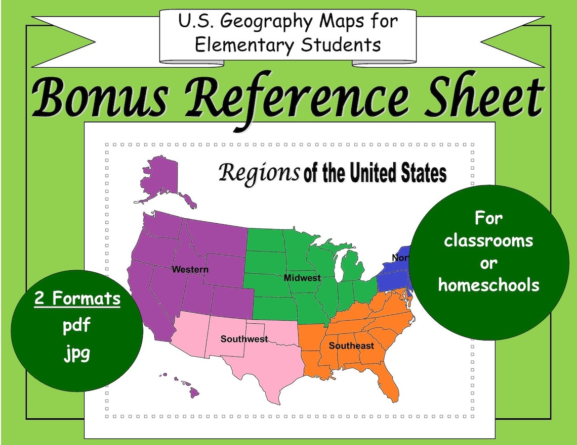 U.S. Geography PRINTABLE Map Worksheets for Elementary School Students ...