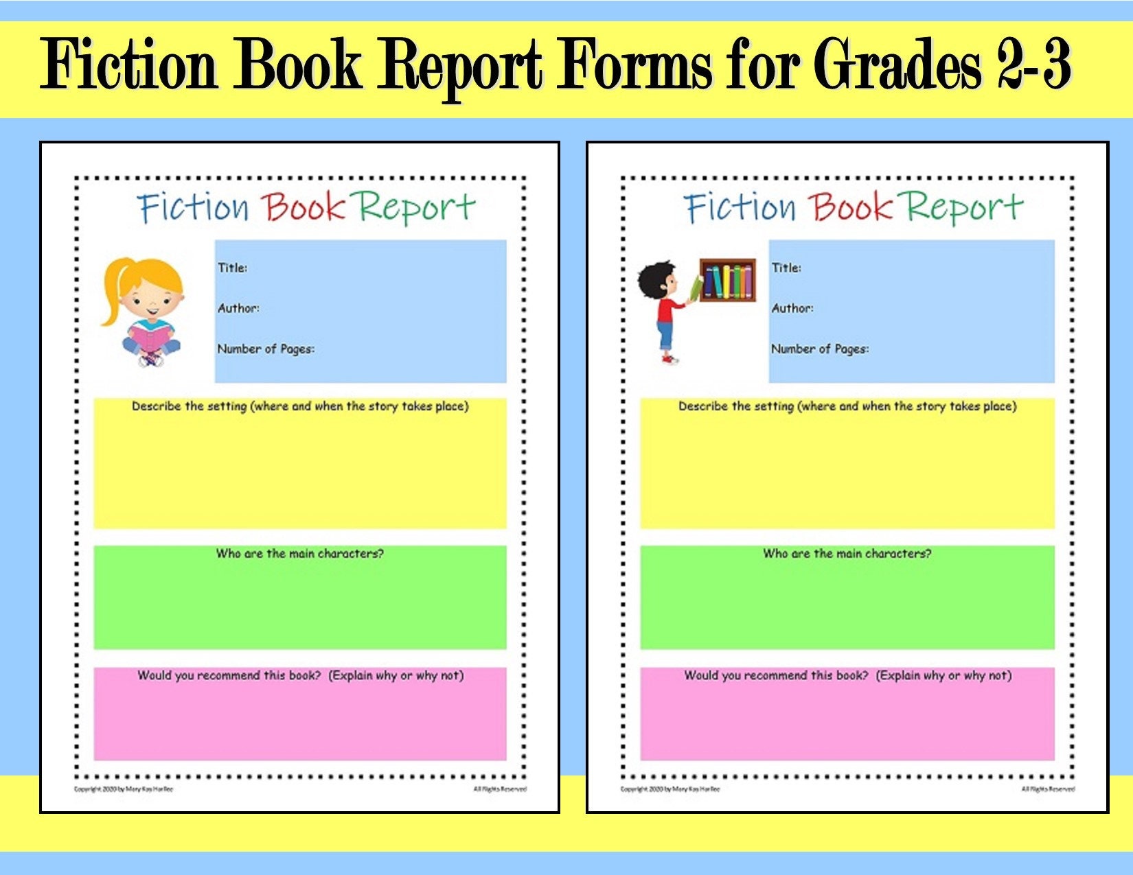 Fiction Book Report PRINTABLE for Grades 2-3 for Class - Etsy