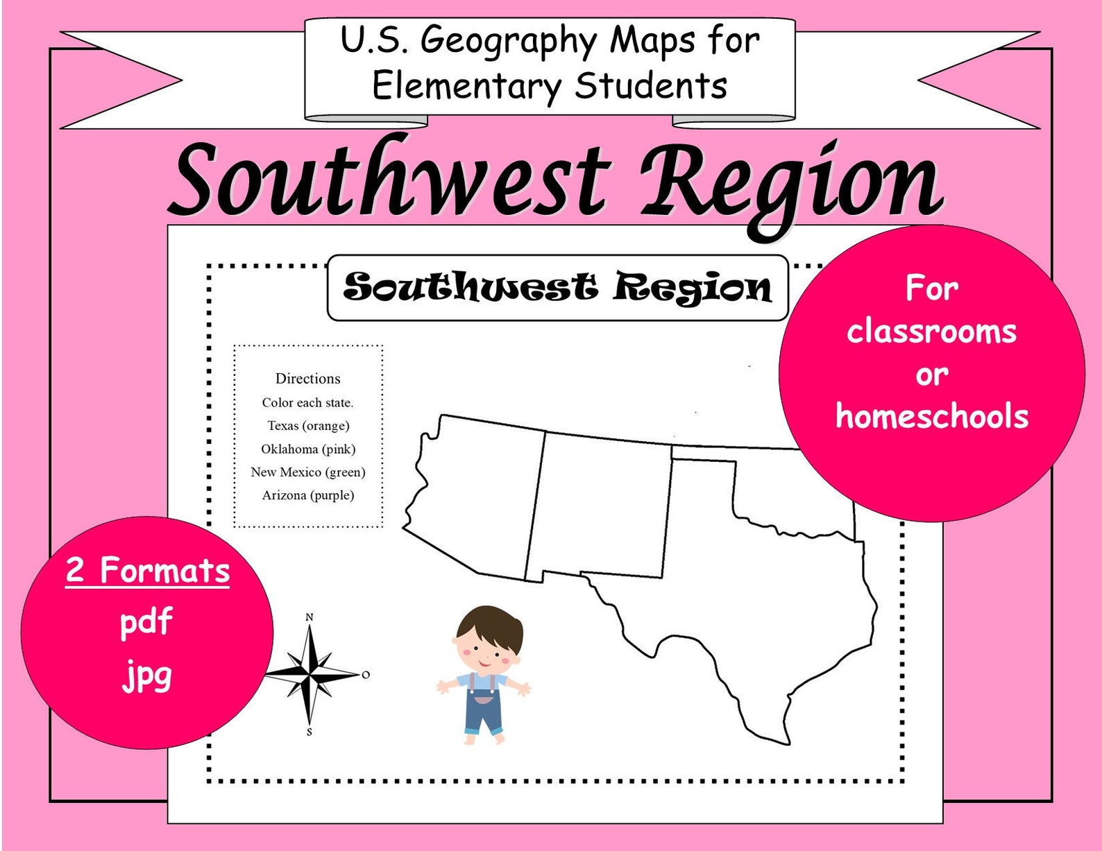 U.S. Geography Map Worksheets PRINTABLES for Elementary School ...
