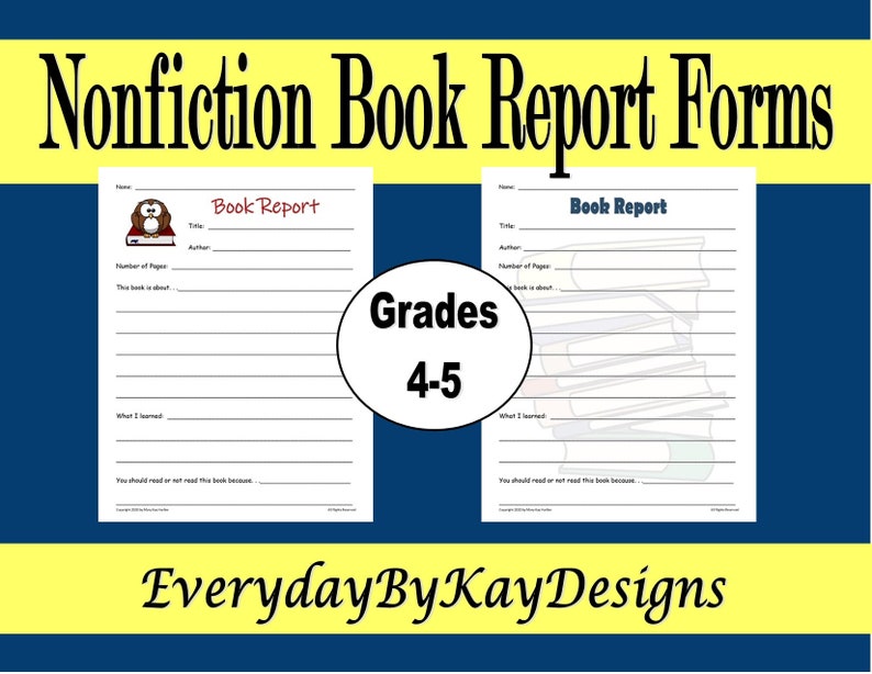 Nonfiction Book Report Forms PRINTABLES ~ Grades 4 - 5 ~ for Class ...