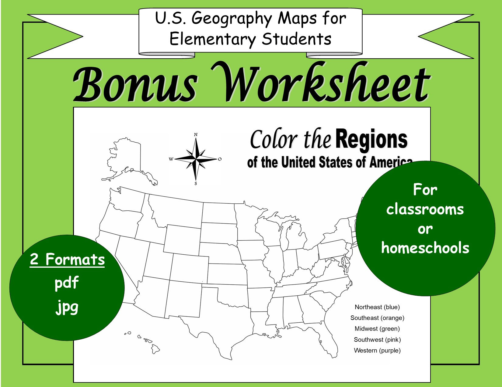 U.S. Geography PRINTABLE Map Worksheets for Elementary School Students ...