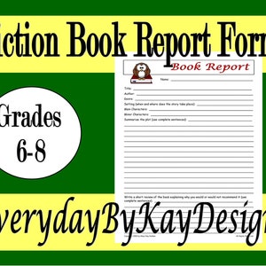Fiction Book Report Forms PRINTBLES ~ Grades 6 Through 8 ~ for Class ...