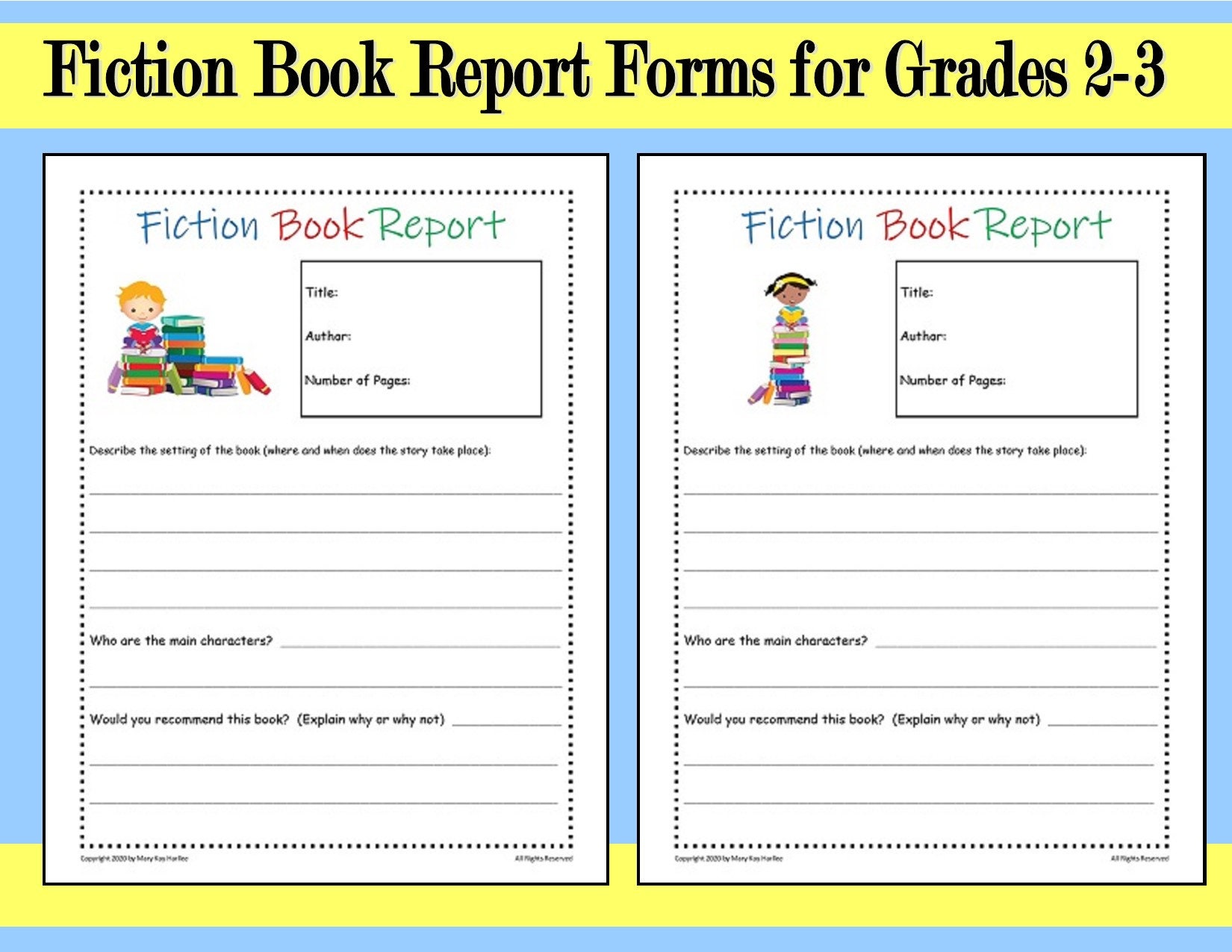 Fiction Book Report PRINTABLE for Grades 2-3 for Class - Etsy