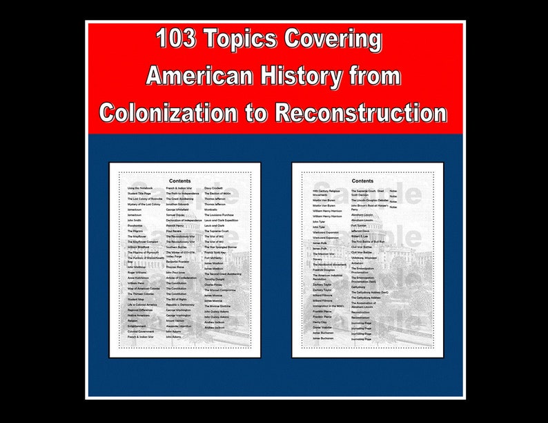 American History Notebooking Pages Covering Colonization to ...