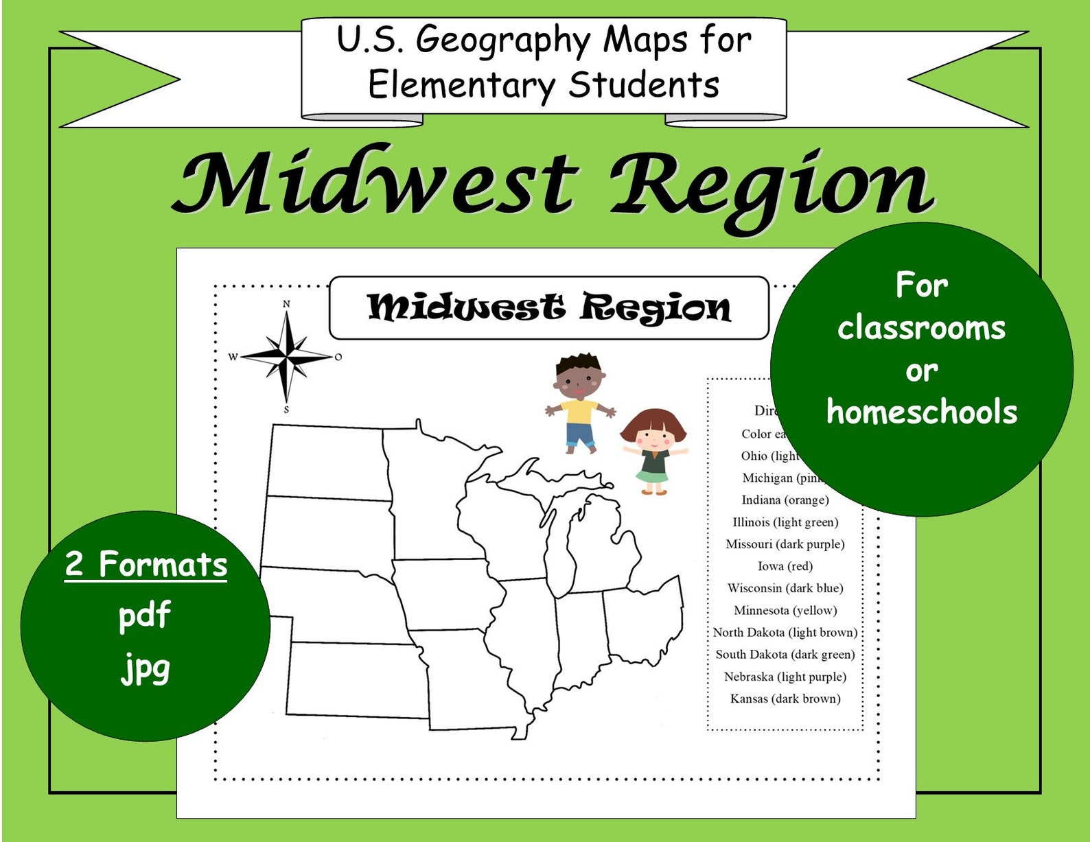 U.S. Geography PRINTABLE Map Worksheets for Elementary School Students ...