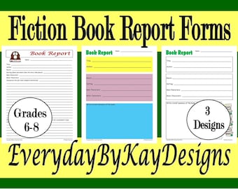 Fiction Book Report Forms PRINTABLES Grade 9 Through 12 for Class Rooms ...
