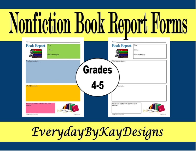 Nonfiction Book Report Forms PRINTABLES ~ Grades 4 - 5 ~ for Class ...