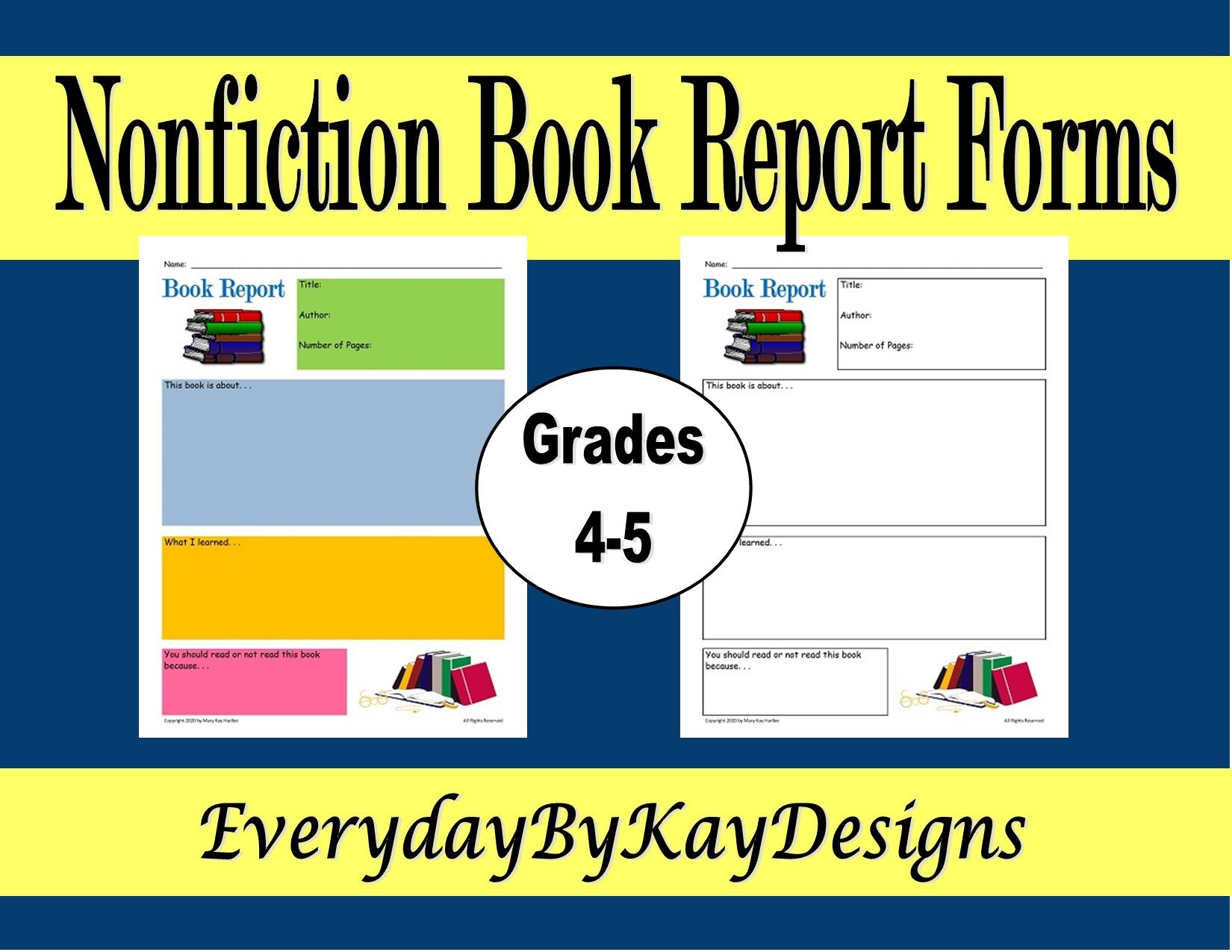 Nonfiction Book Report Forms PRINTABLES Grades 4 5 for Class Rooms ...