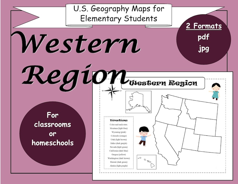 U.S. Geography Map Worksheets PRINTABLES for Elementary School ...